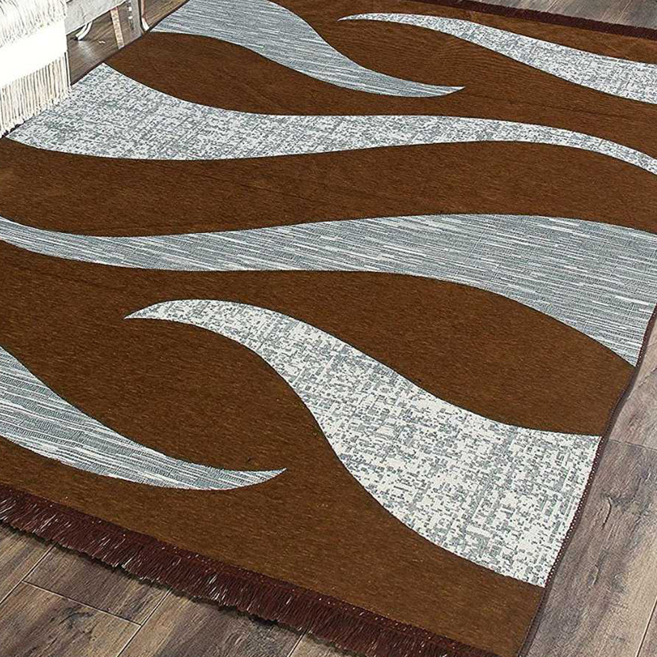 Wave Design Exclusive Velvet Carpets (Beige, 5*7 Feet ) – Decorbajar