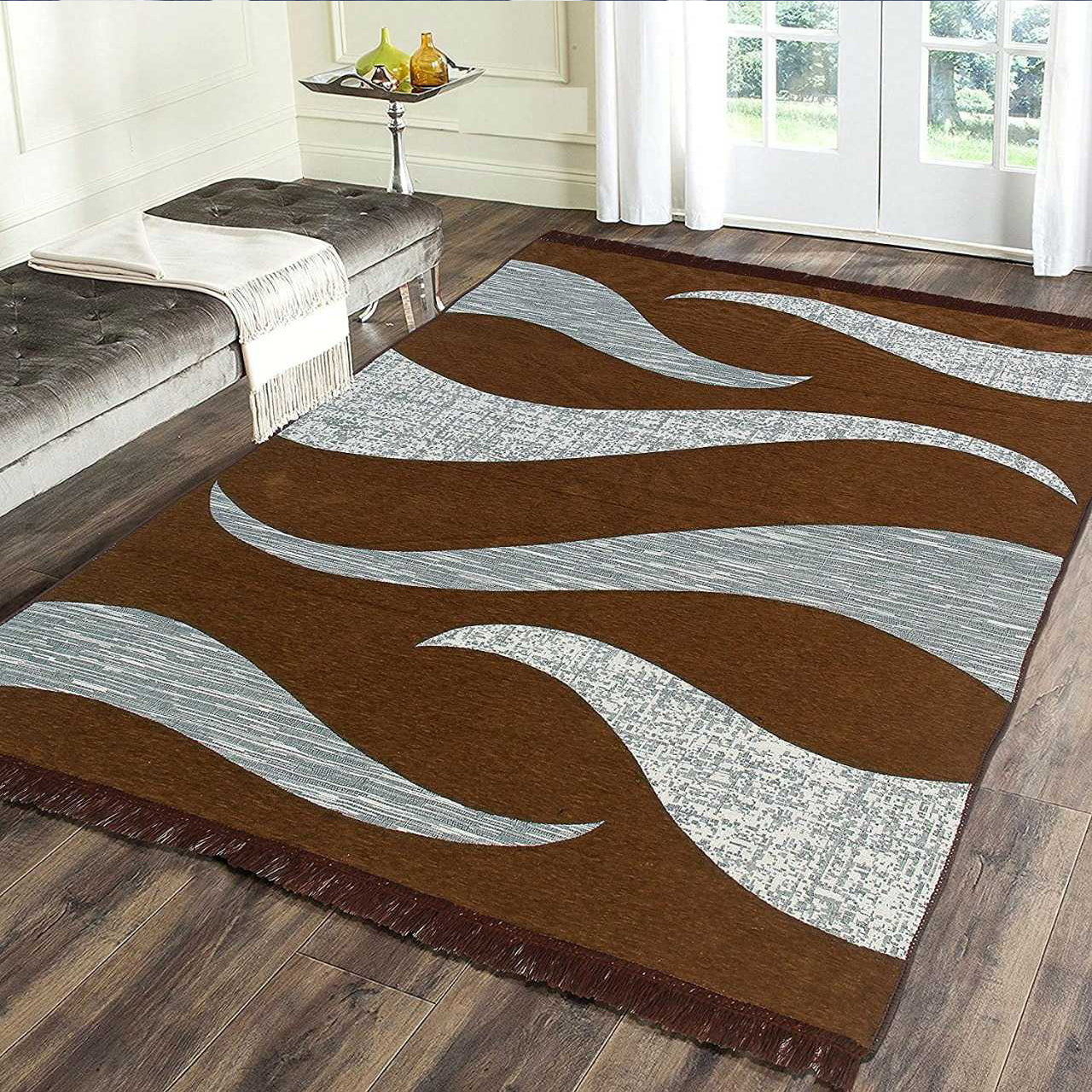 Wave Design Exclusive Velvet Carpets (Beige, 5*7 Feet ) – Decorbajar